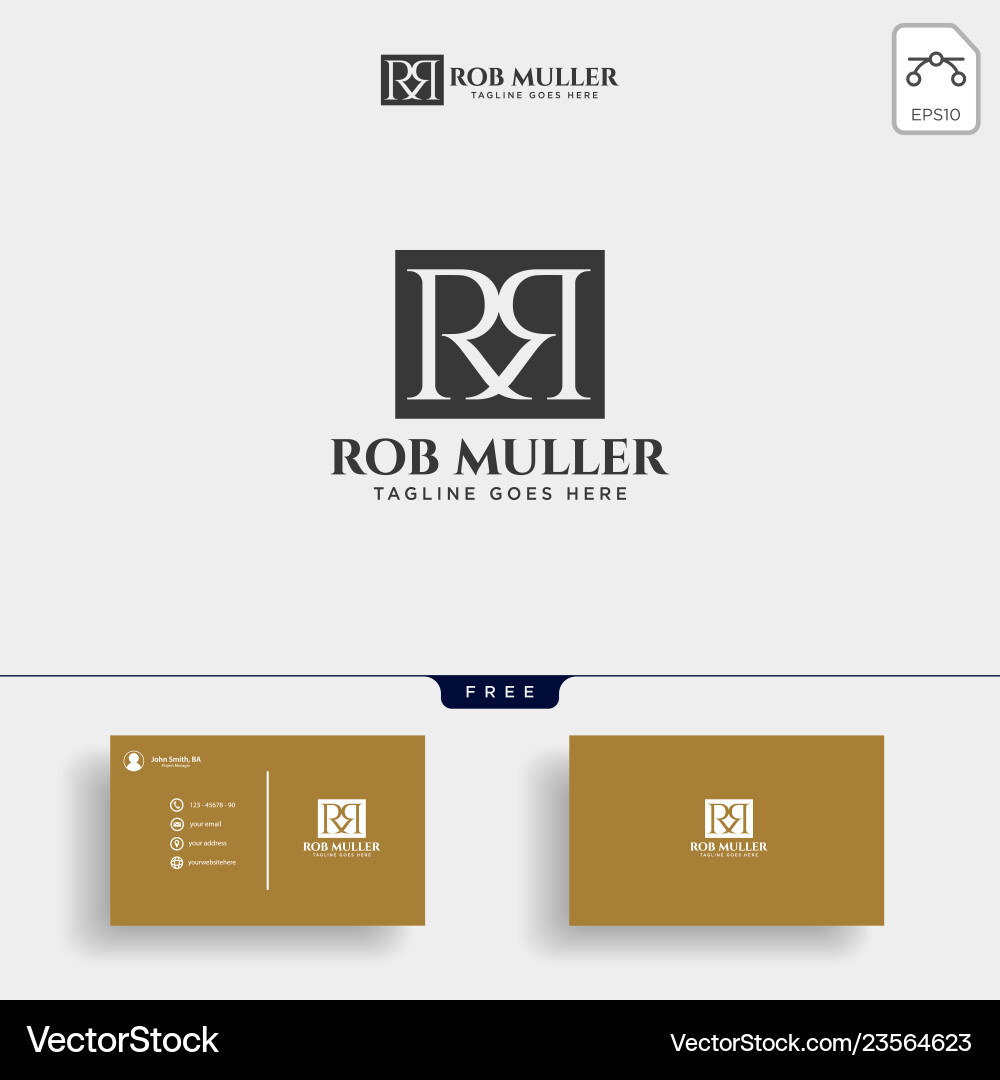 Letter rm r m gold creative logo template Vector Image