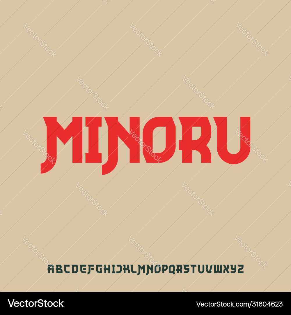 Minoru vintage and modern font Royalty Free Vector Image