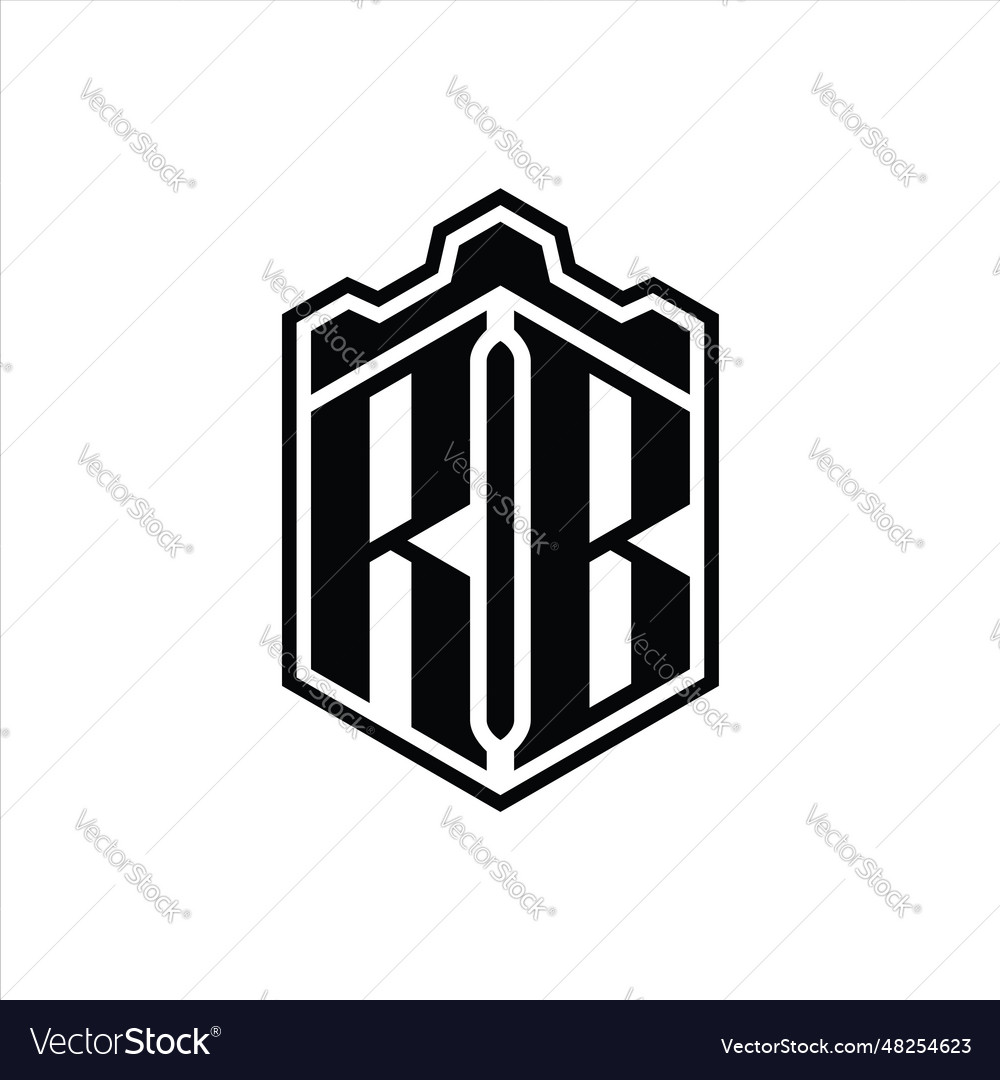 Rb letter logo monogram hexagon shield shape Vector Image