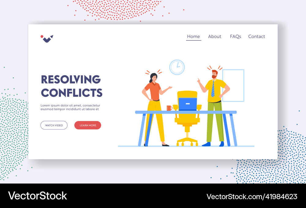 Resolving conflict landing page template business Vector Image