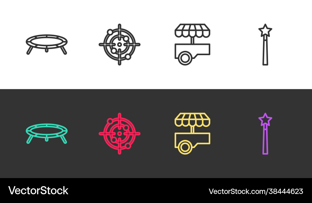 Set line jumping trampoline target sport fast Vector Image