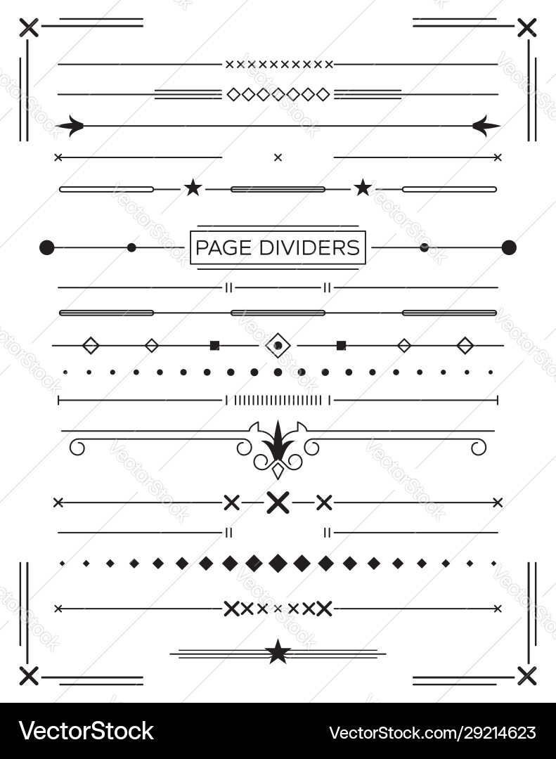 Set retro decorative page dividers and design Vector Image