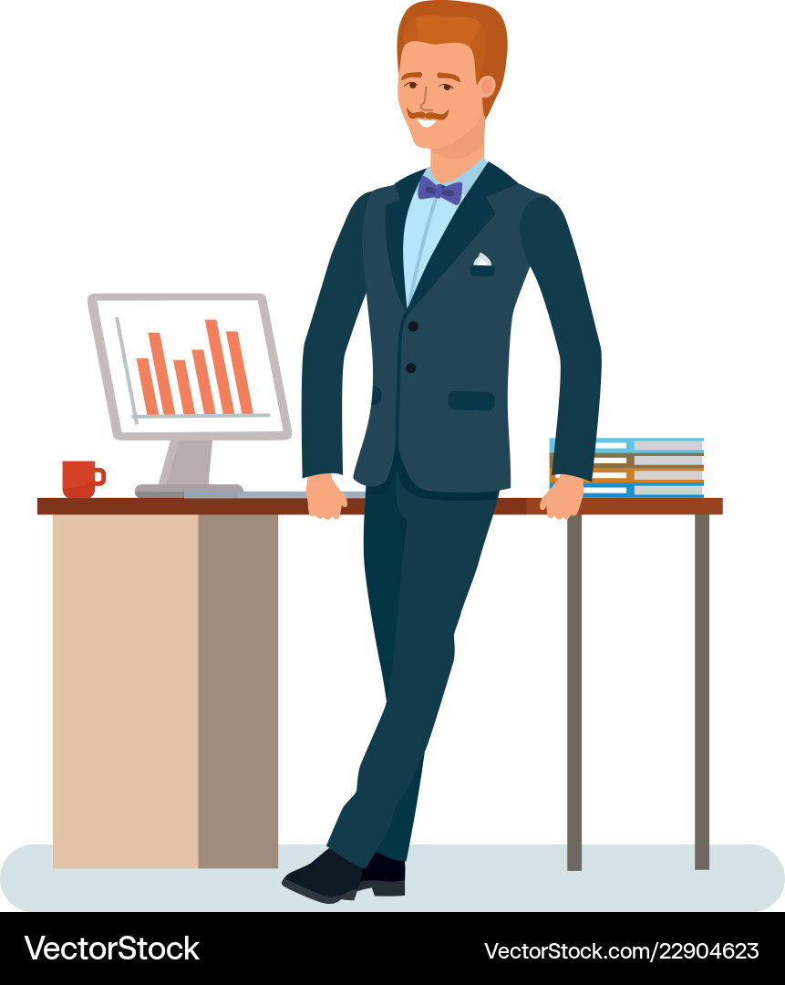 Smart graceful man cartoon character Royalty Free Vector