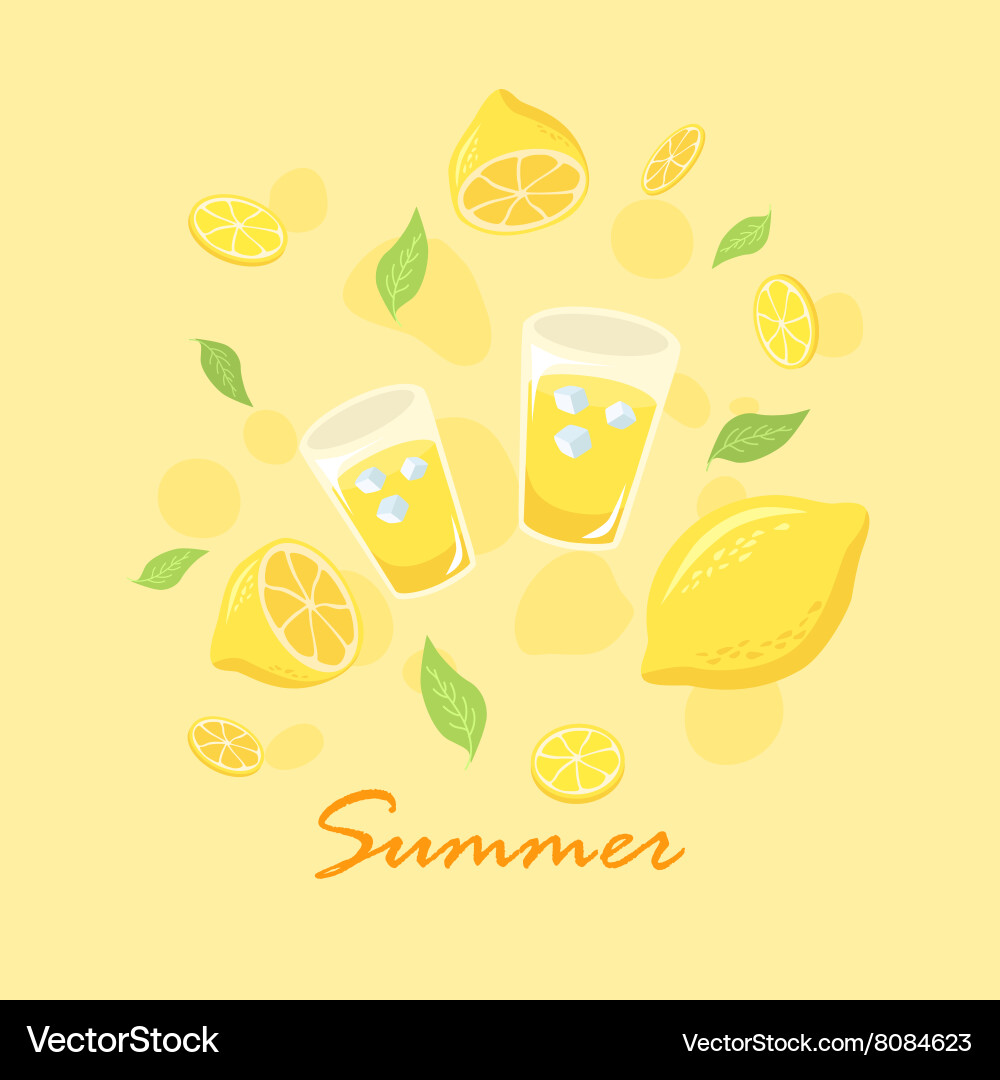 Summer lemon lemonade Royalty Free Vector Image