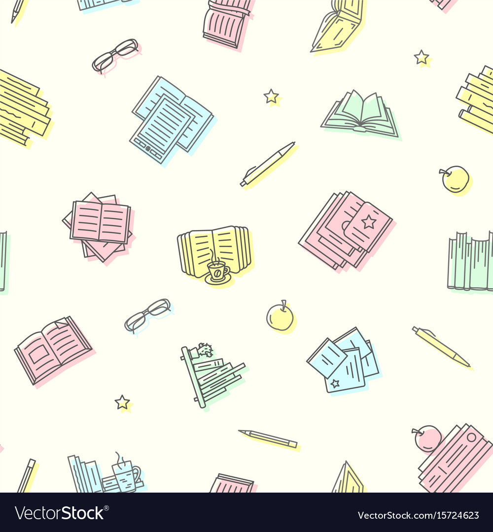 Thin lined book seamless pattern Royalty Free Vector Image