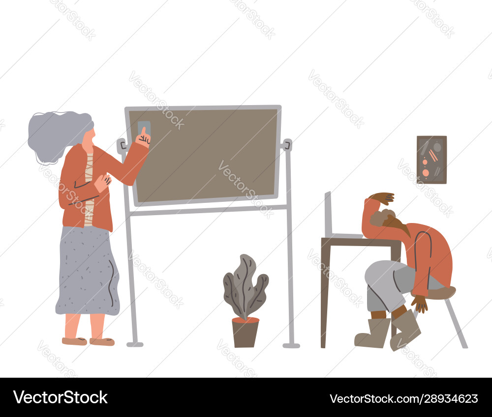 Tired person sitting and sleeping design Vector Image