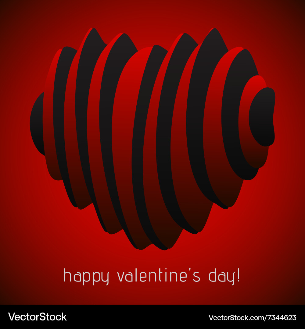 Valentines greeting - spatial harmonica hearts Vector Image