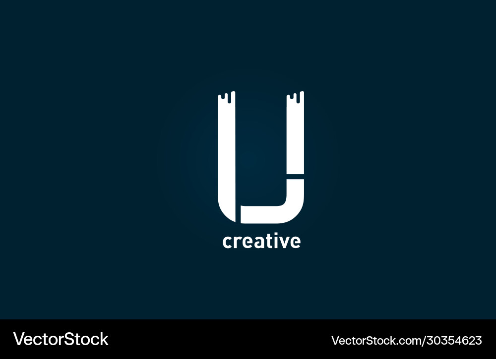 White creative u letter alphabet logo design icon Vector Image