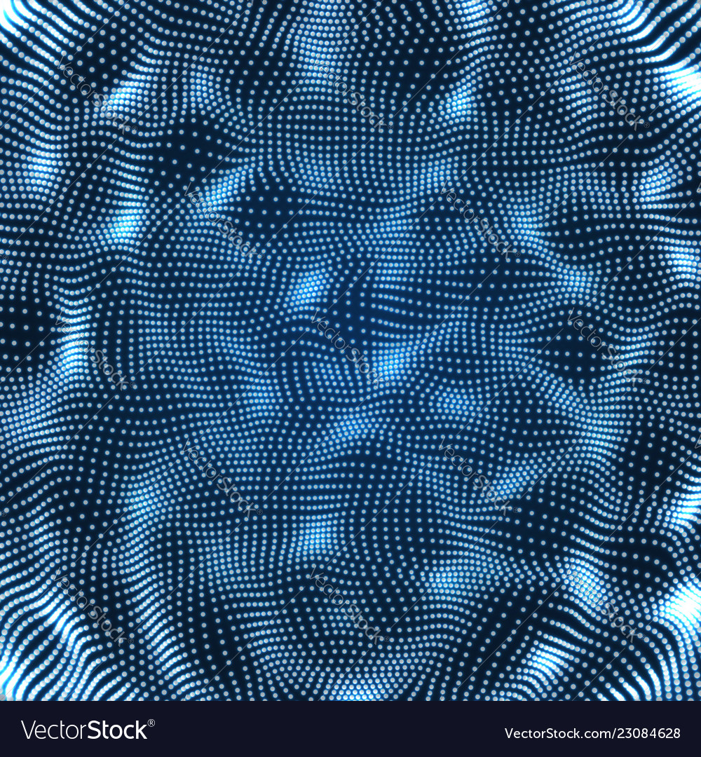 Array with dynamic particles 3d futuristic Vector Image