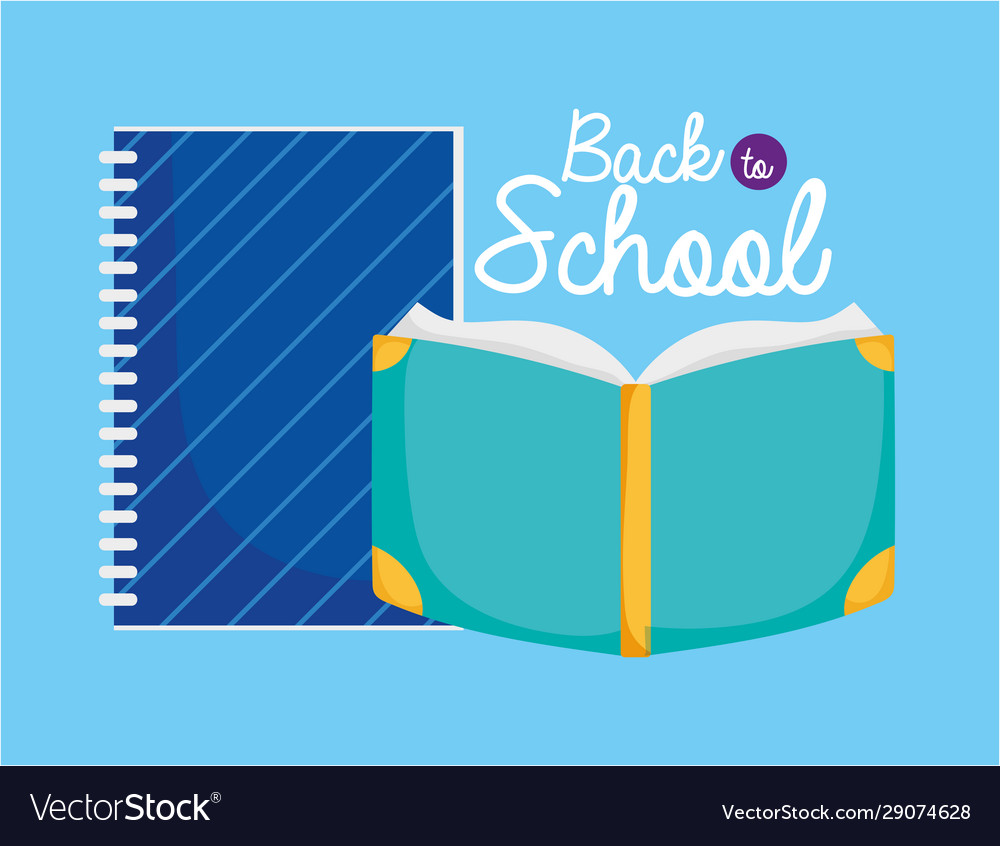 Back to school education open book and notebook Vector Image