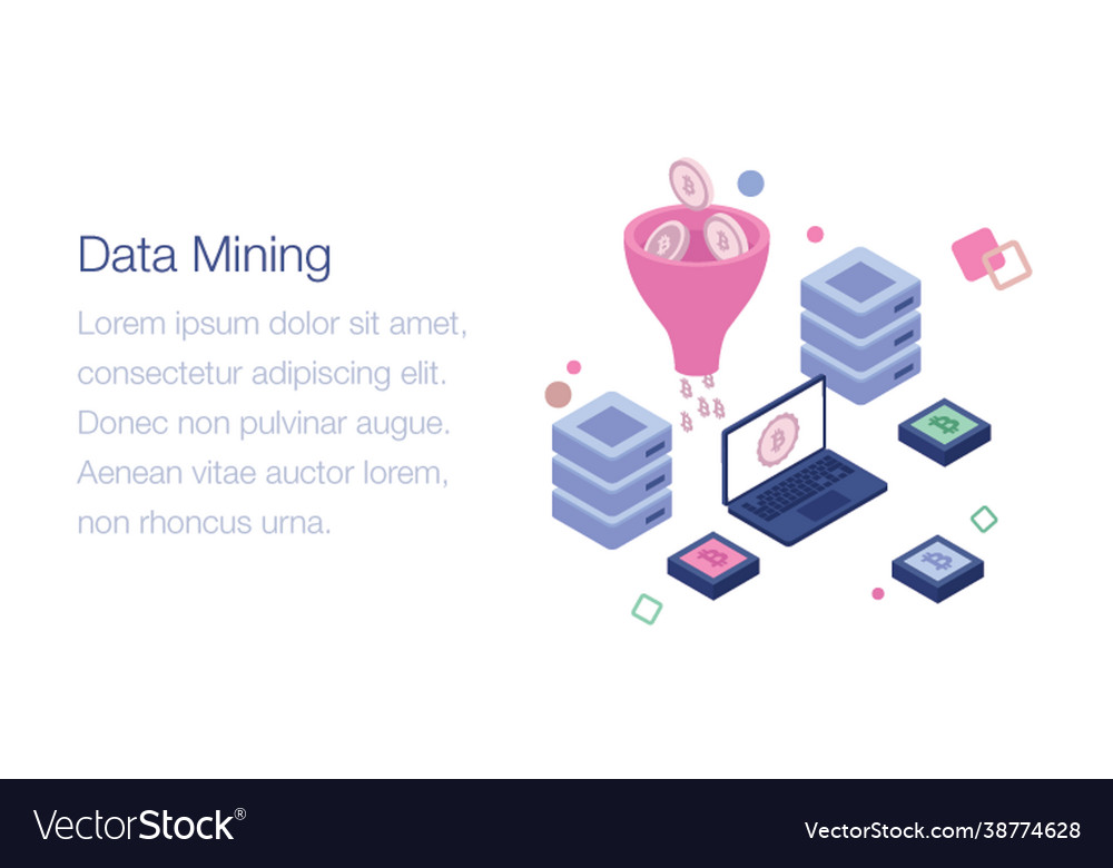 Bitcoin data mining Royalty Free Vector Image - VectorStock