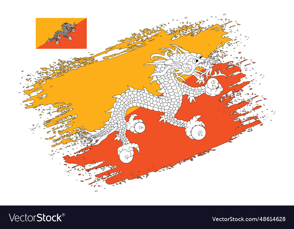 Brush design bhutan flag Royalty Free Vector Image