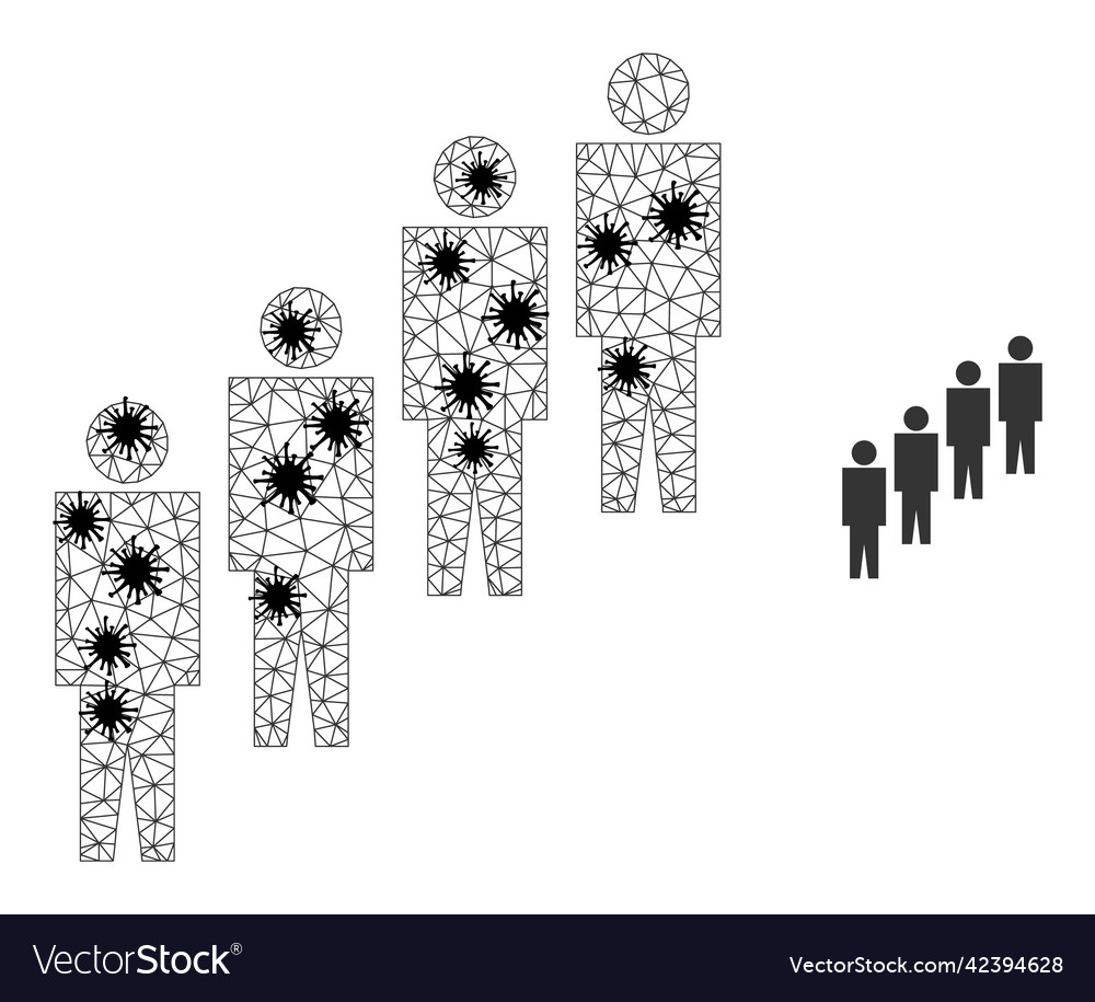 Carcass mesh people queue icons with flu items Vector Image Carcass mesh people queue icons with flu items Vector Image