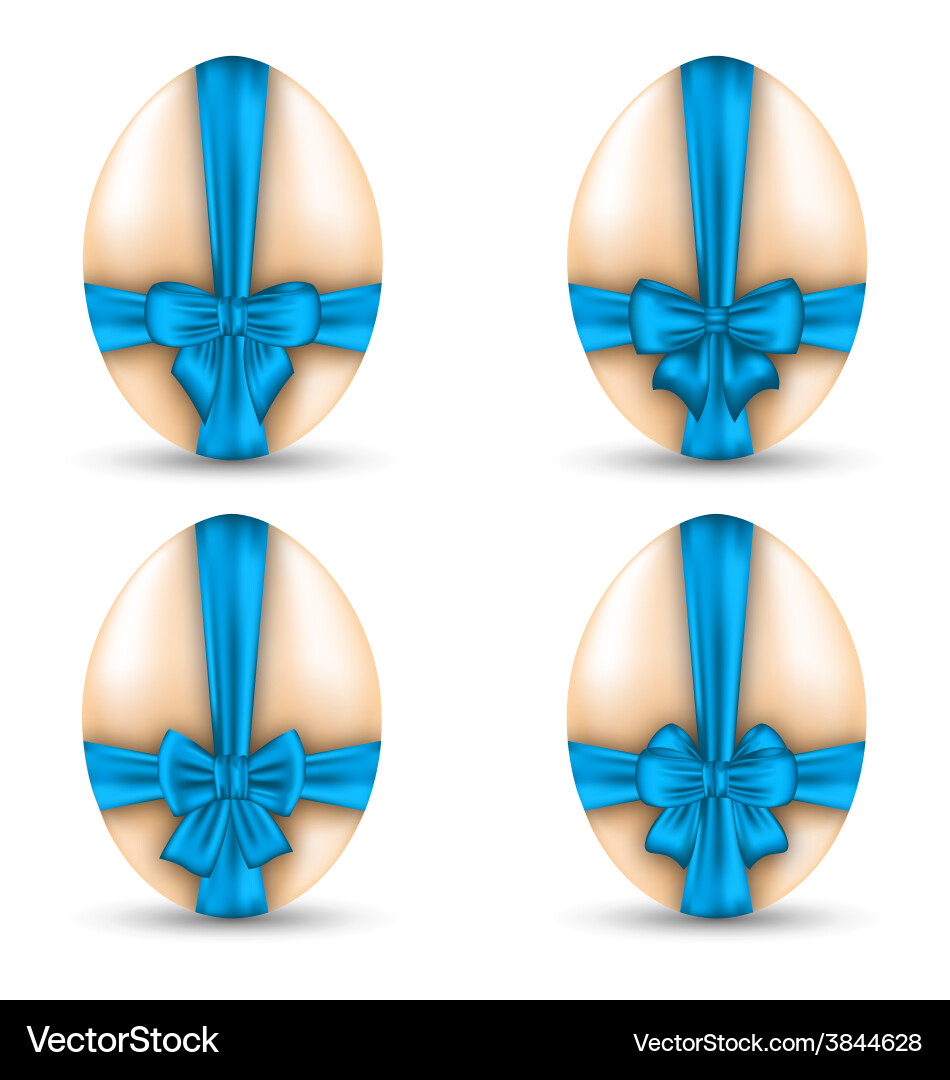 Easter set celebration eggs wrapping blue bows Vector Image