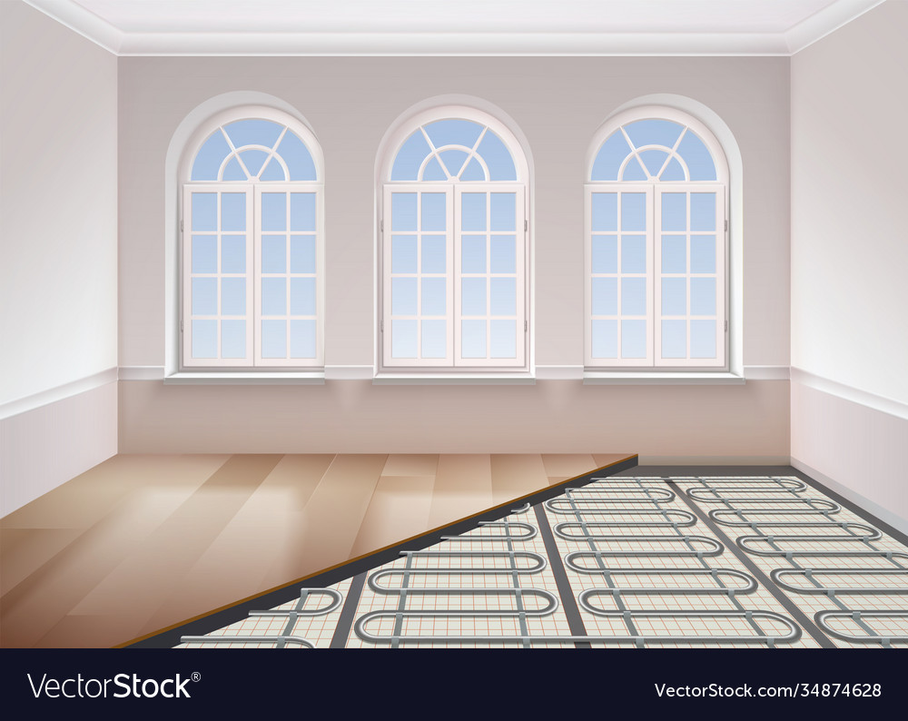 Floor heating system composition Royalty Free Vector Image