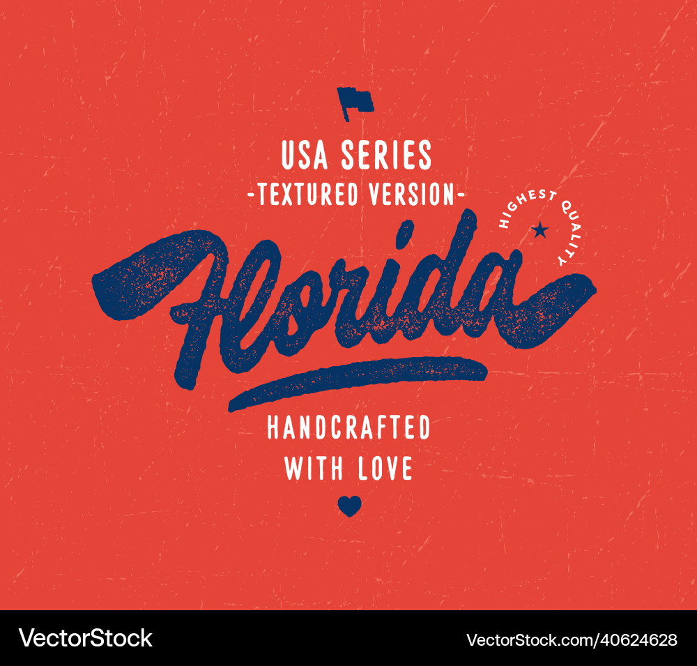 Florida usa state textured lettering Royalty Free Vector