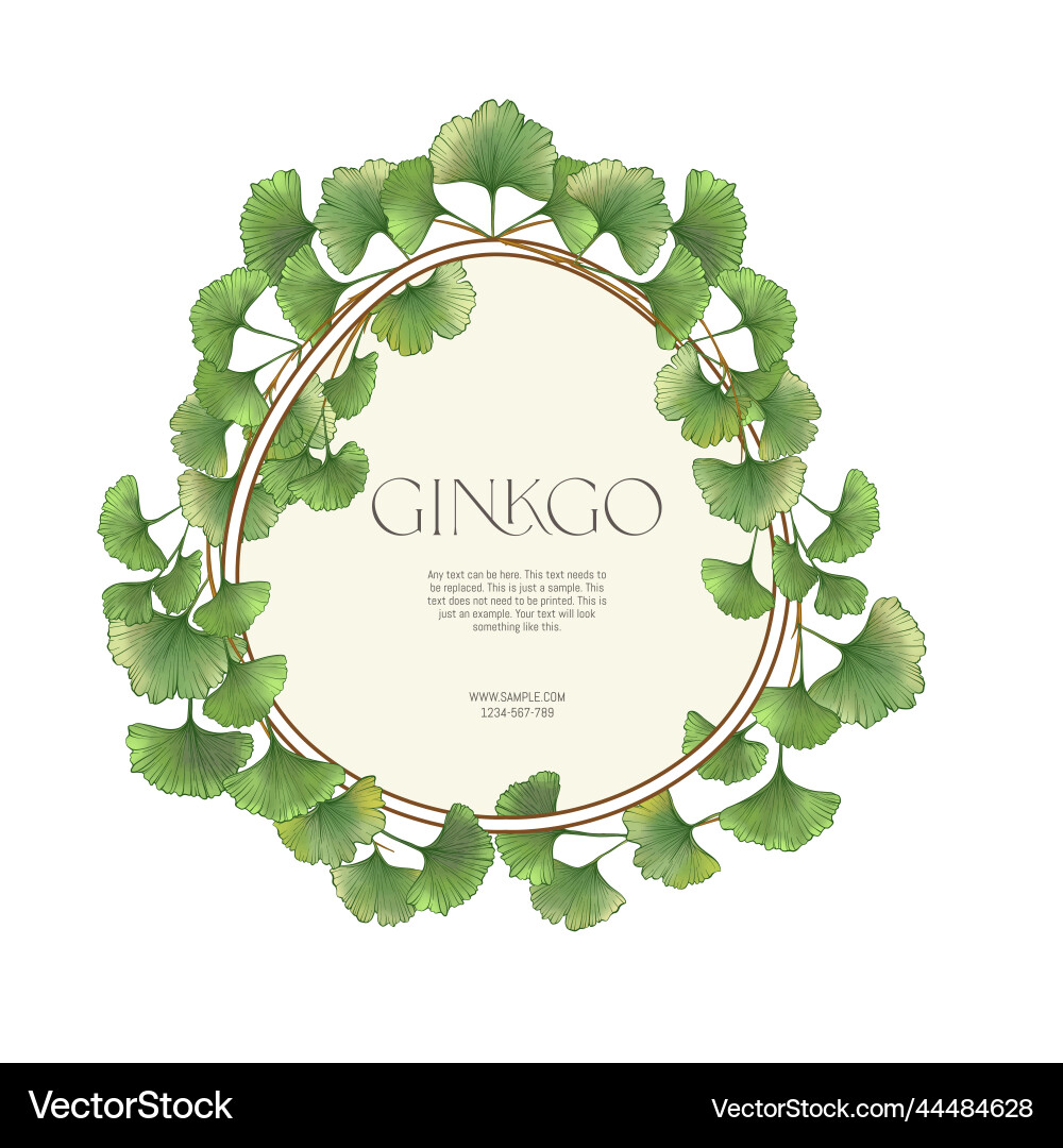 Ginkgo biloba leaves border frame template Vector Image