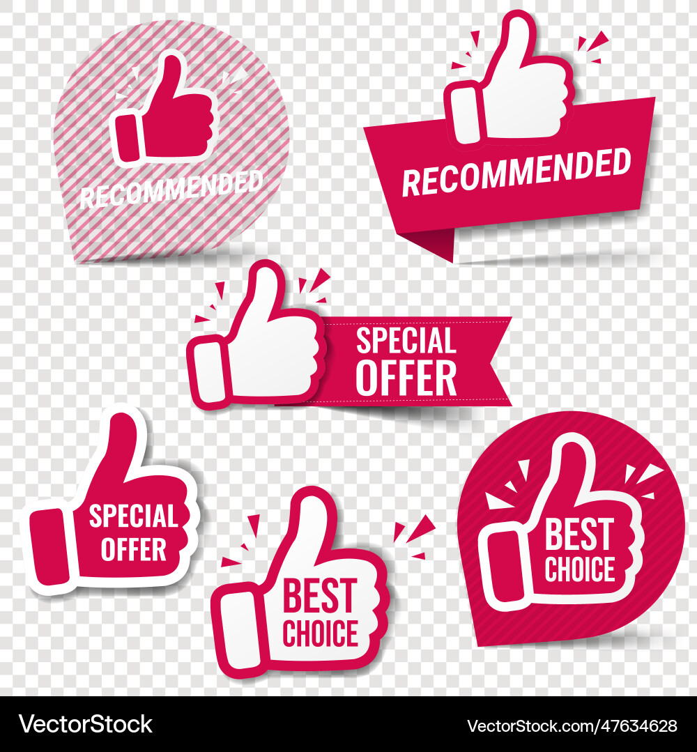 Hand banner recommended and best choice Royalty Free Vector