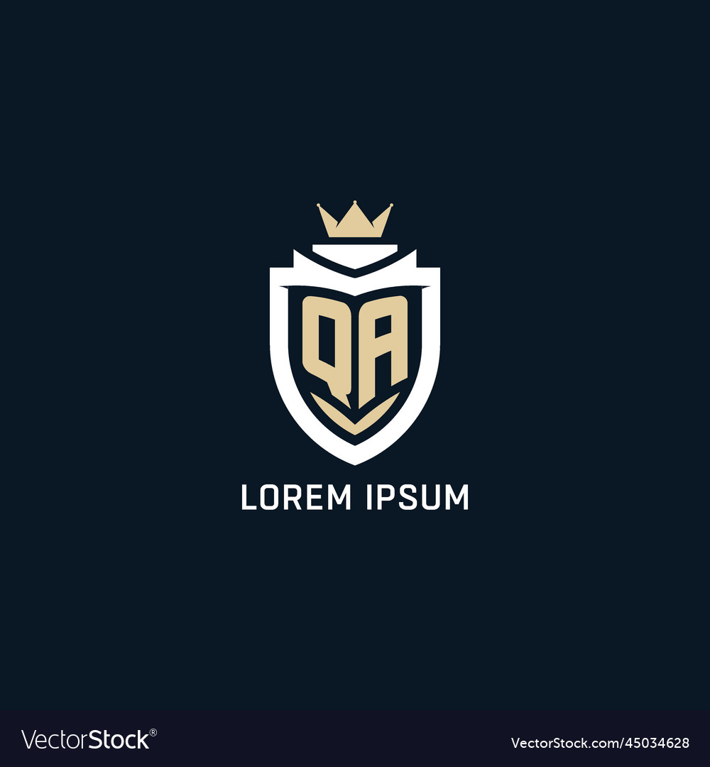 Initial letter qa shield and crown logo style Vector Image