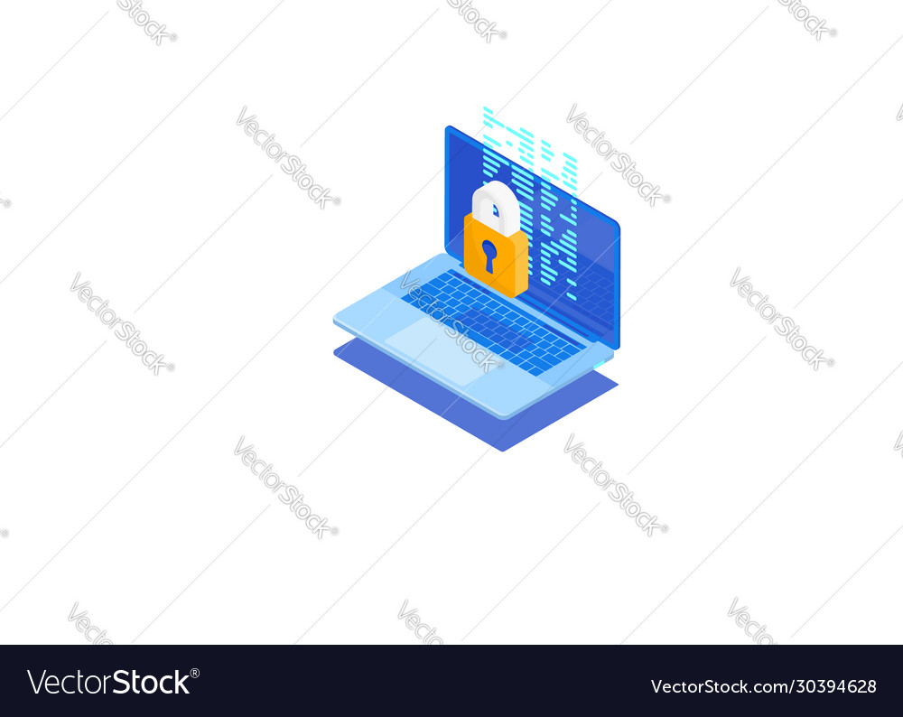 Isometric network security protection Royalty Free Vector