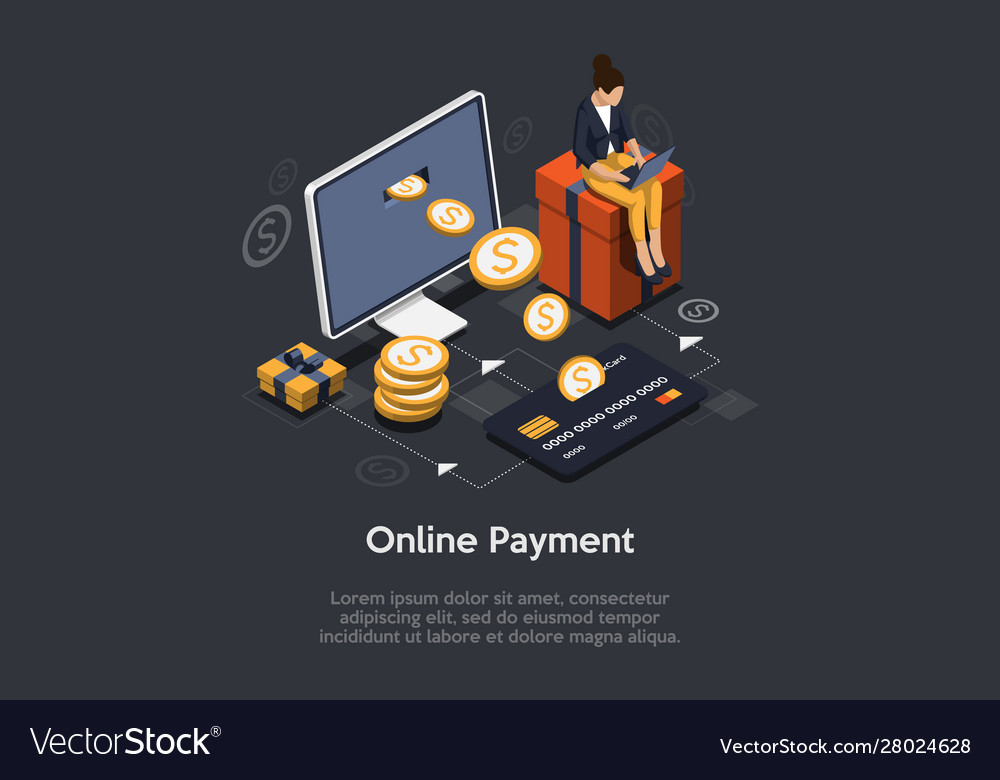 Isometric online payment concept internet Vector Image