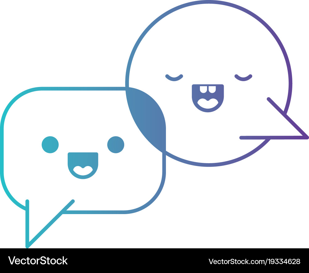 Kawaii dialogue speech set with tail in degraded Vector Image
