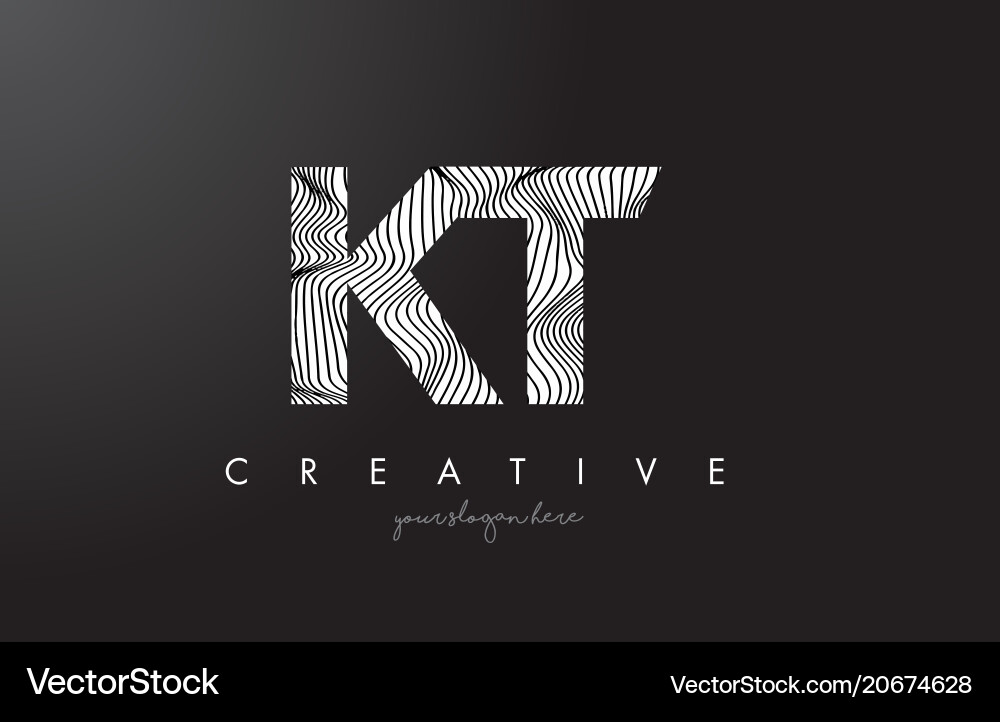 Kt k t letter logo with zebra lines texture Vector Image