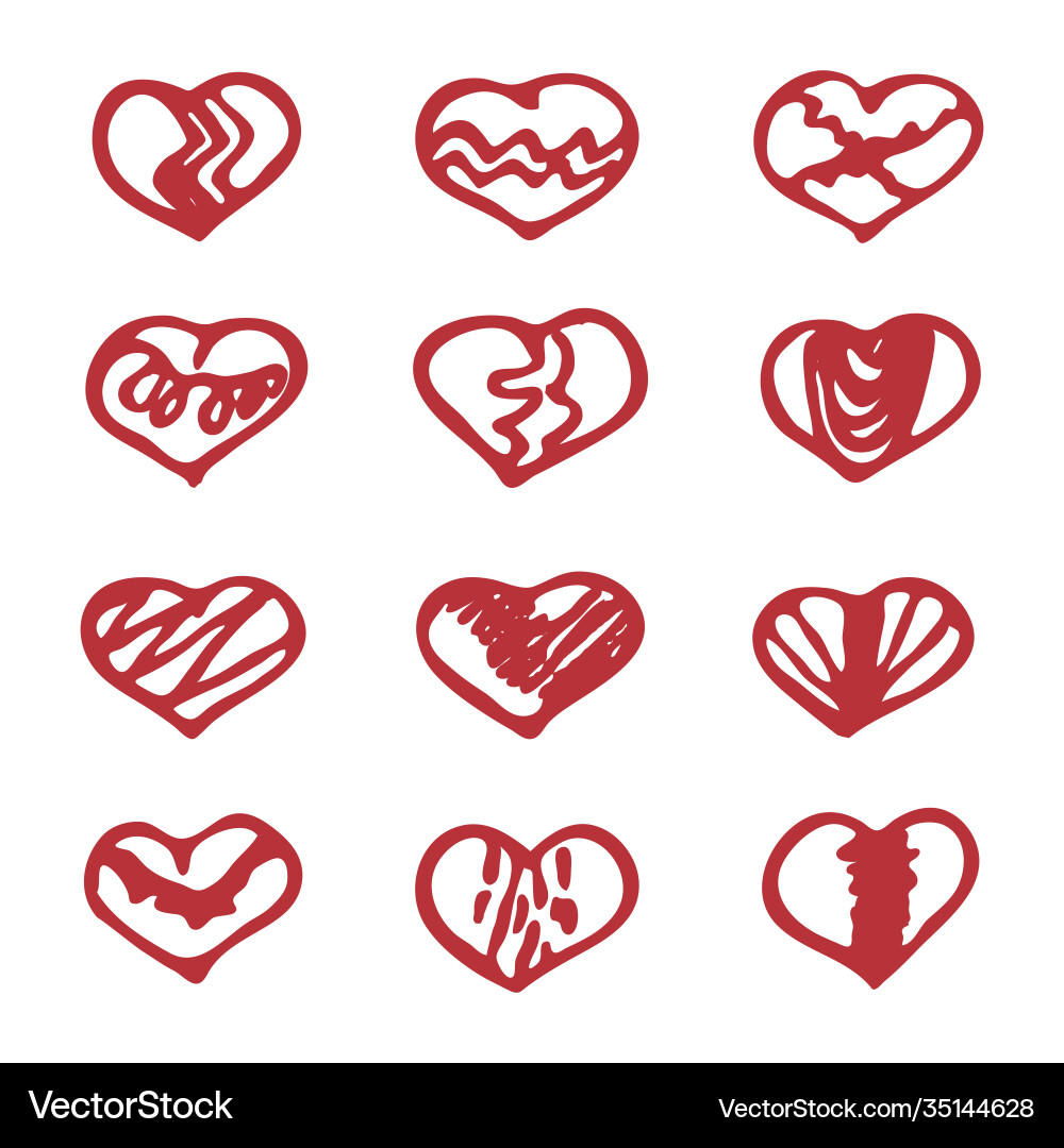 Love set unique hand drawn icons romantic Vector Image
