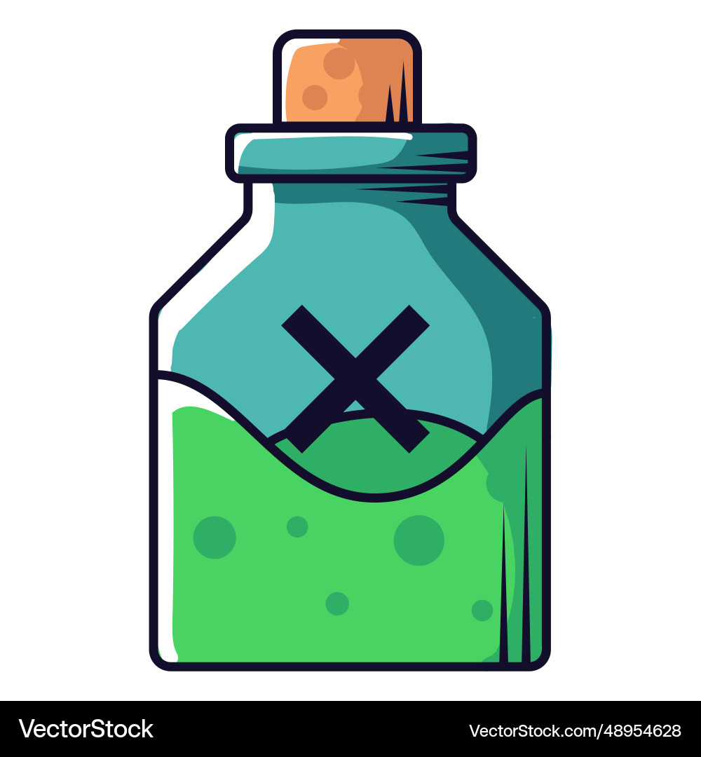 Poison vial cartoon icon Royalty Free Vector Image