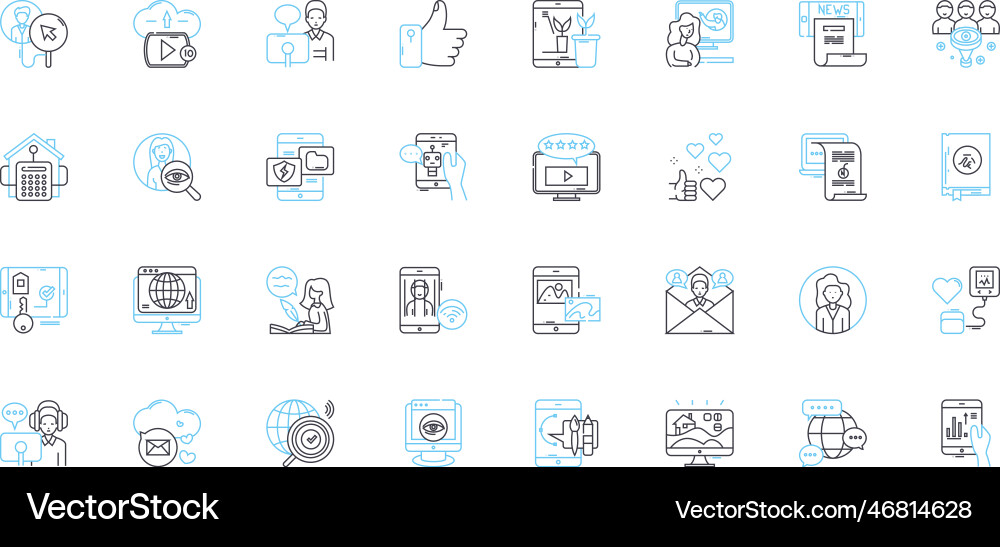 Promotion strategy linear icons set advertising Vector Image