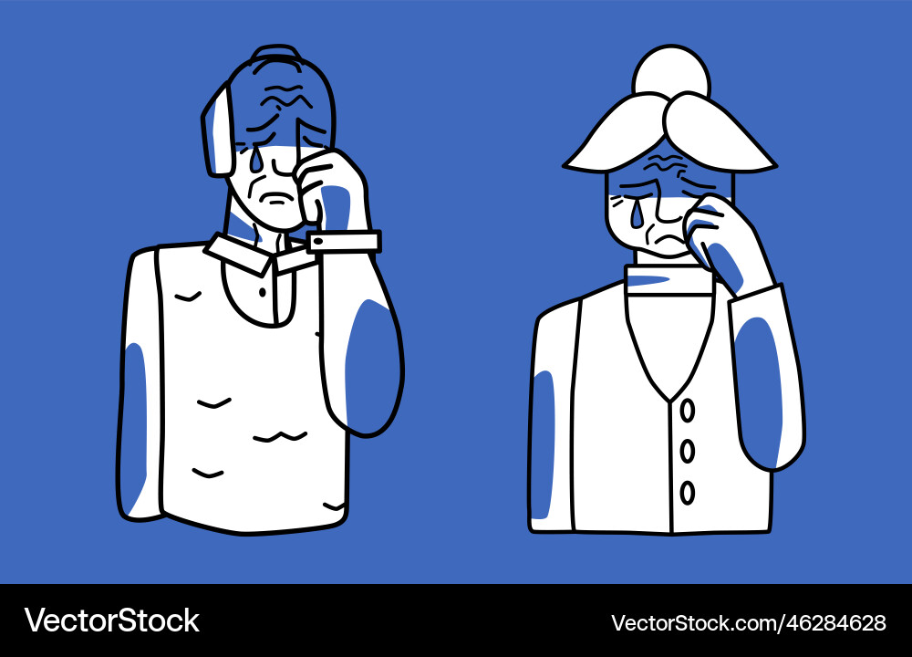 Sad elderly man and woman Royalty Free Vector Image
