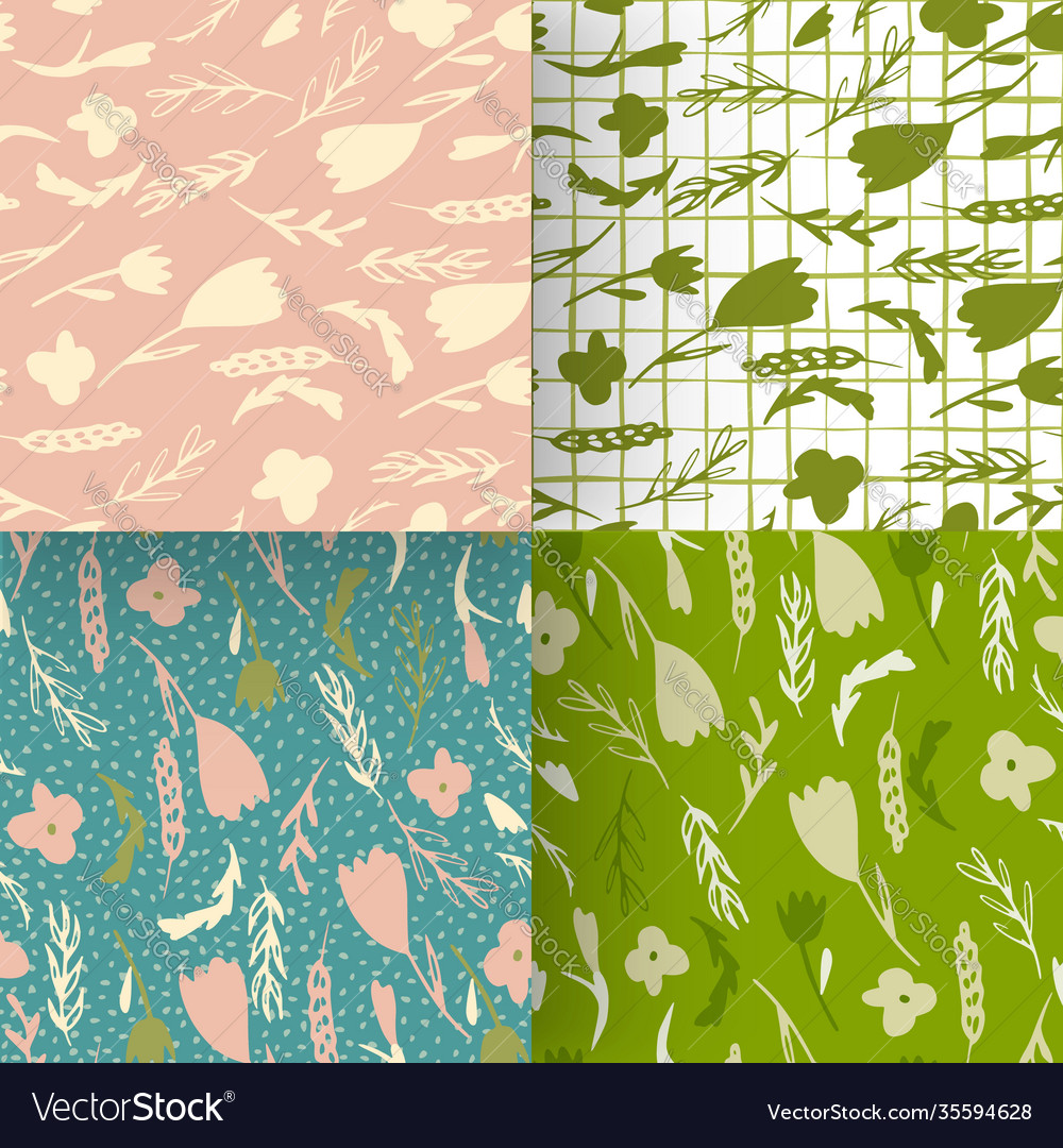 Set seamless forest pattern with branches Vector Image