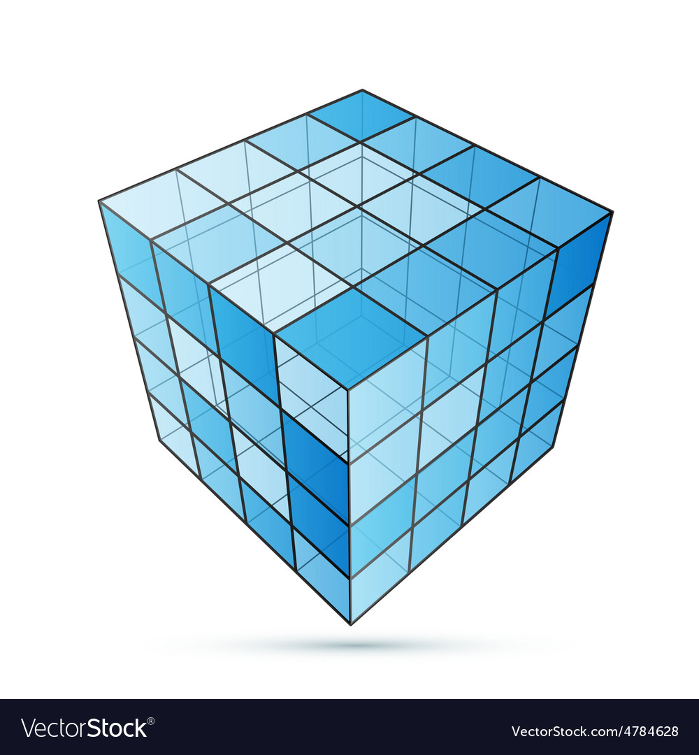 Three d cube blue Royalty Free Vector Image - VectorStock