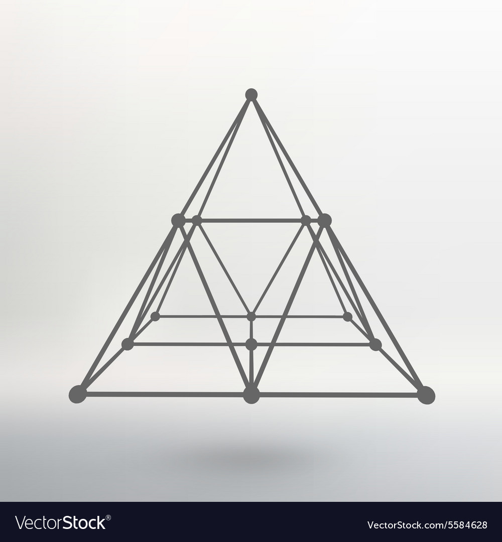 Wireframe mesh polygonal pyramid Royalty Free Vector Image