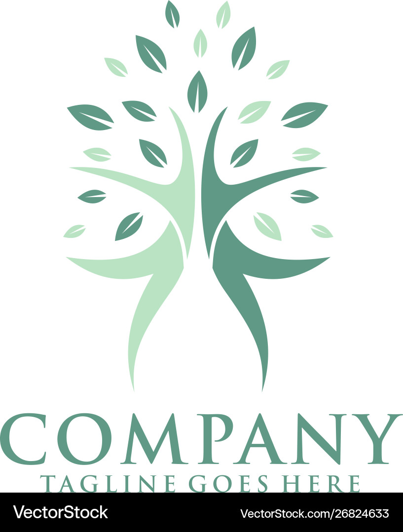 Abstract life logo with green leaves Royalty Free Vector