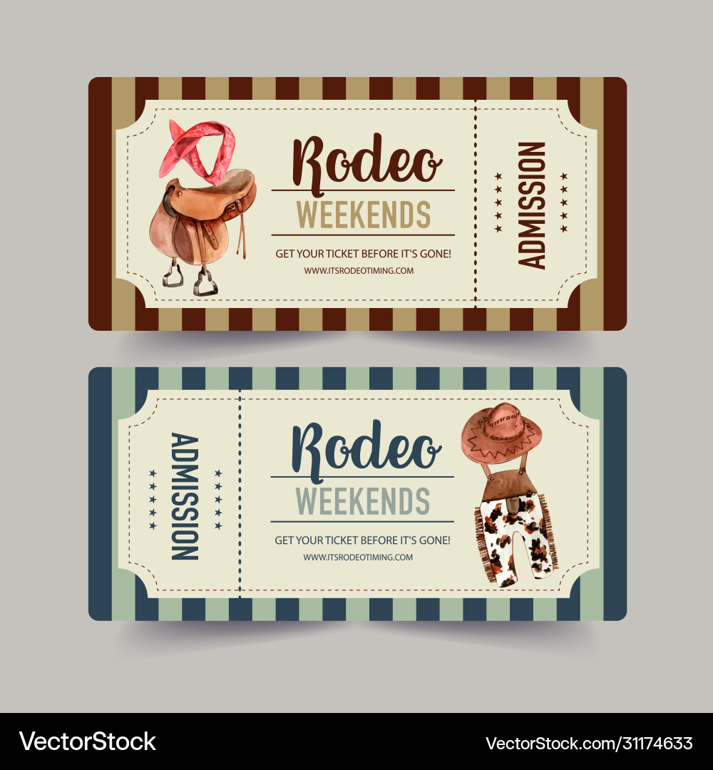 Cowboy ticket design with saddle headband Vector Image