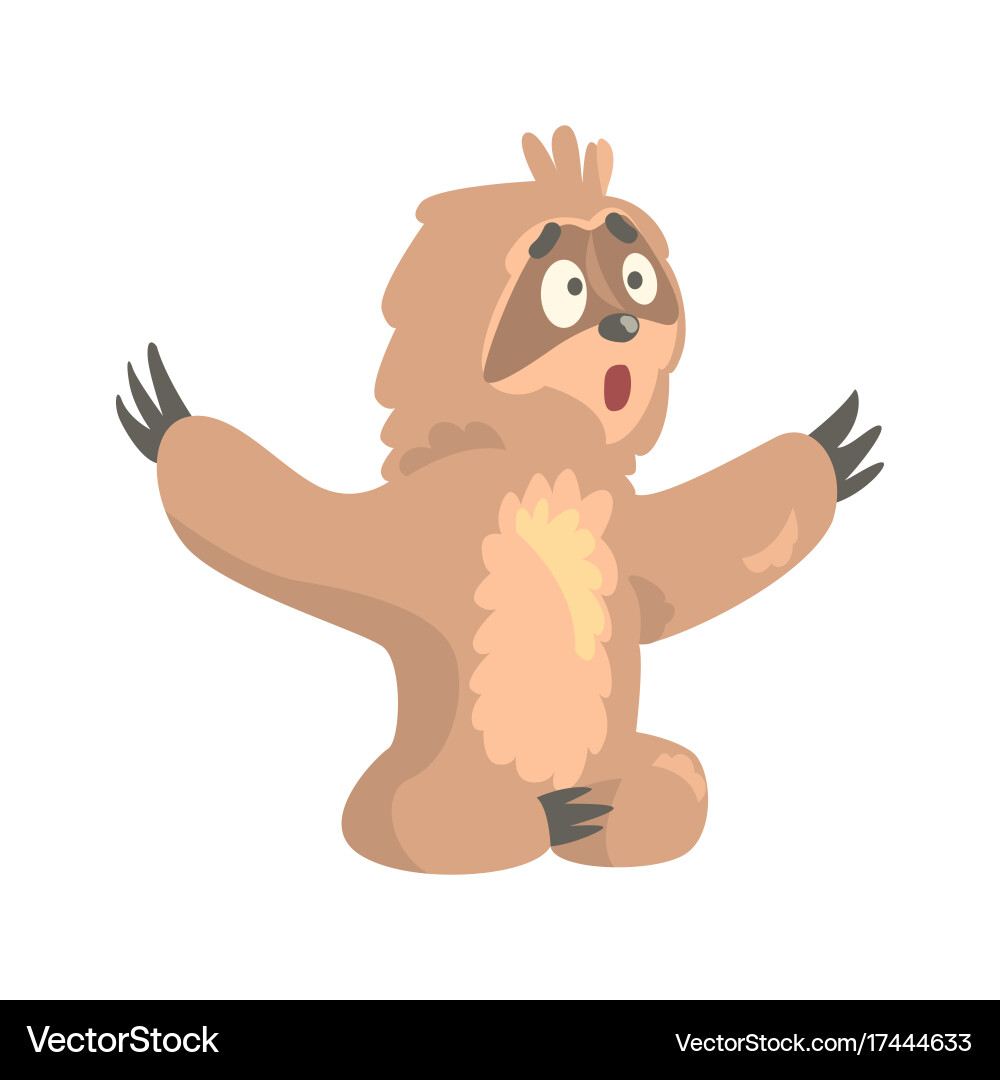 Cute cartoon surprised sloth character sitting Vector Image