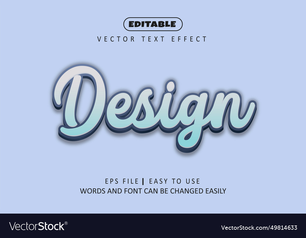 Editable design text style effect Royalty Free Vector Image