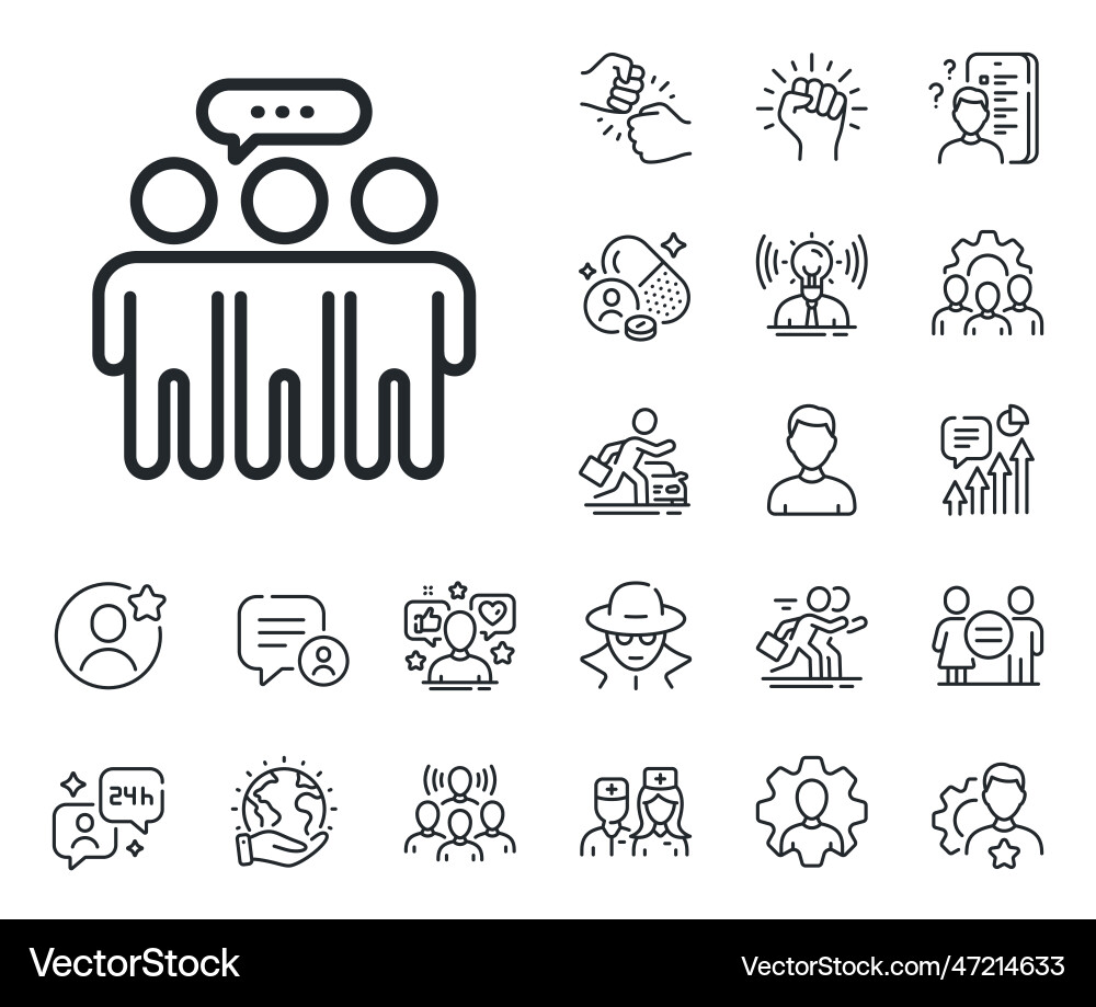 Employees group line icon collaboration sign Vector Image