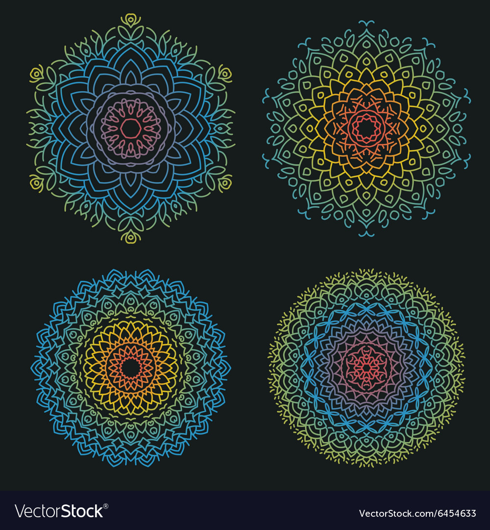 Mandala flat set Royalty Free Vector Image - VectorStock