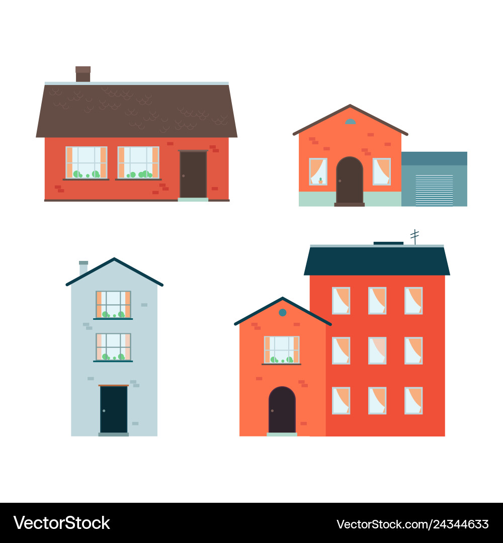 Modern buildings icon set private house Royalty Free Vector