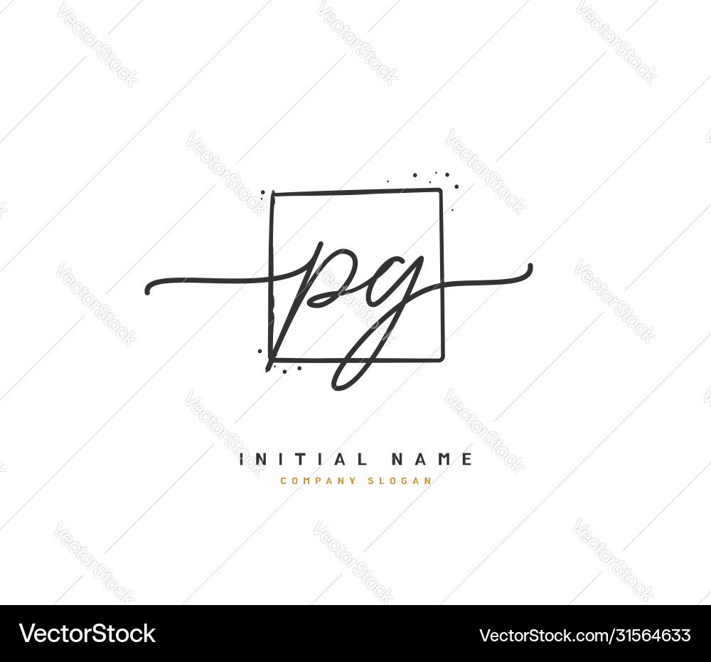P g pg beauty initial logo handwriting logo Vector Image