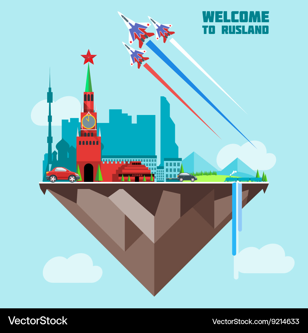 Russia country infographic map in 3d Royalty Free Vector