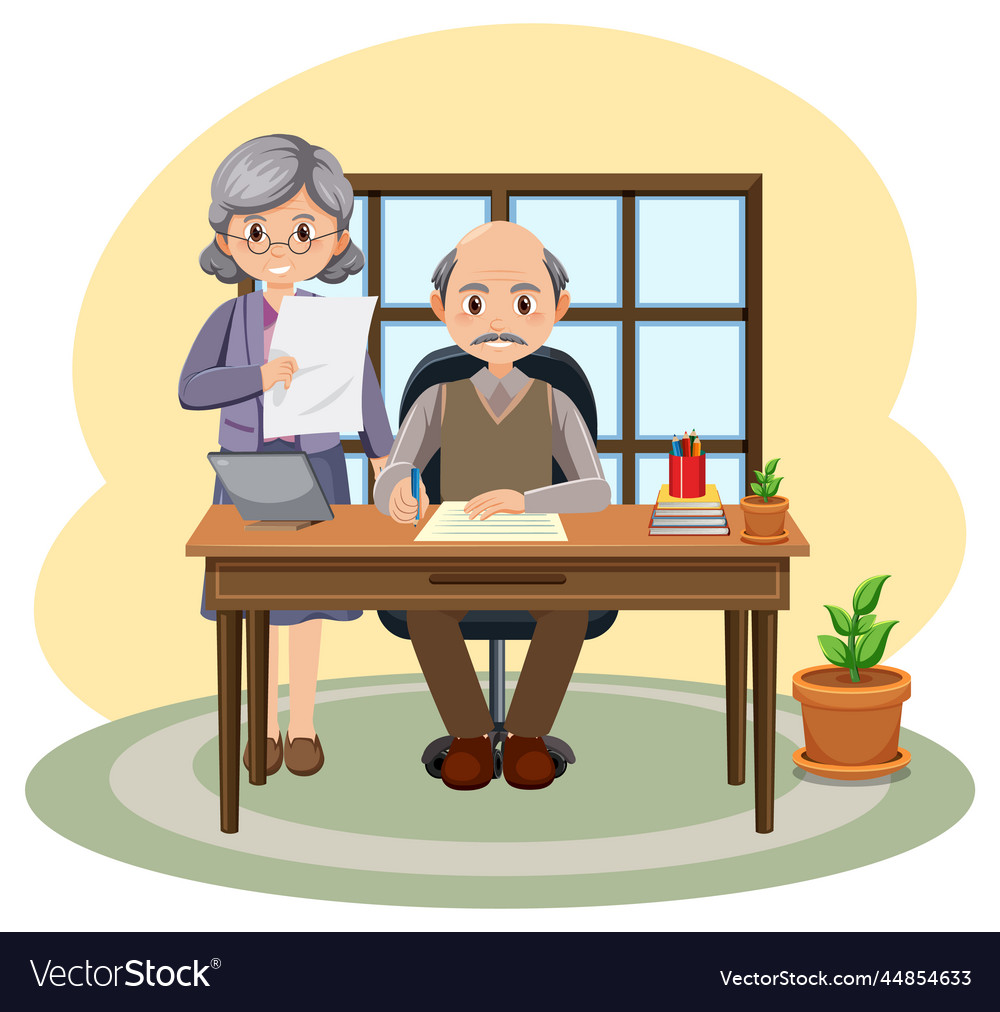 Senior couple using laptop Royalty Free Vector Image Senior couple using laptop Royalty Free Vector Image
