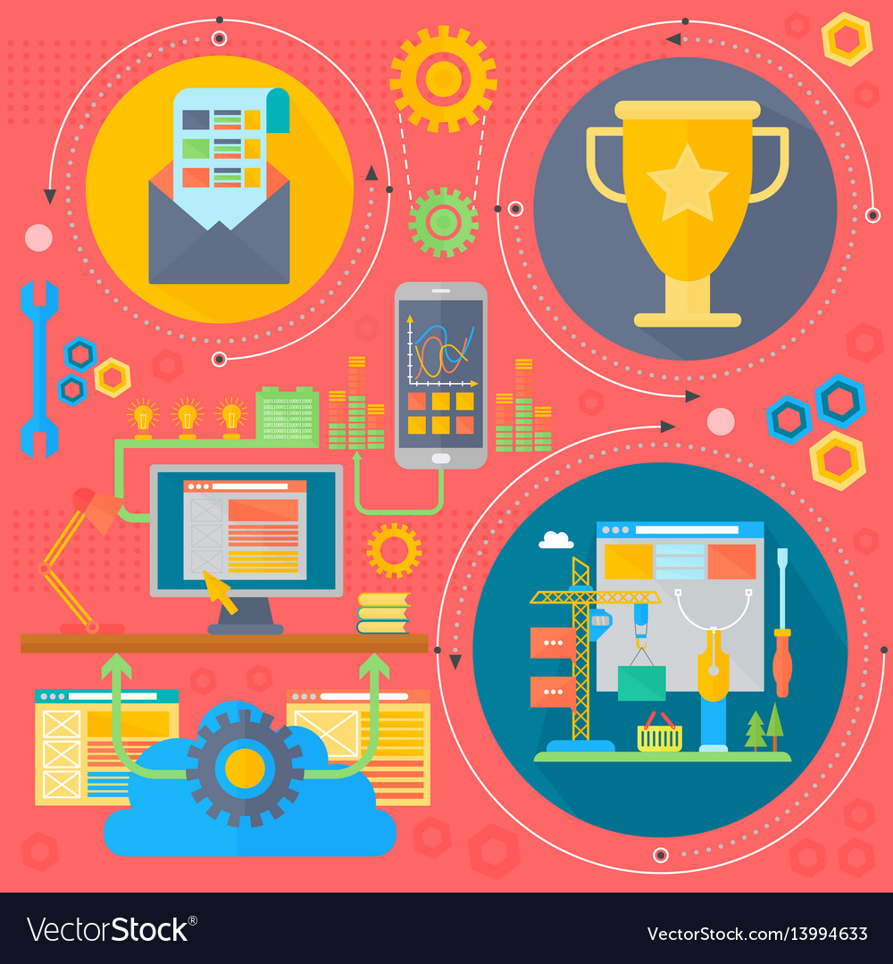 Seo and development concept design infographics Vector Image