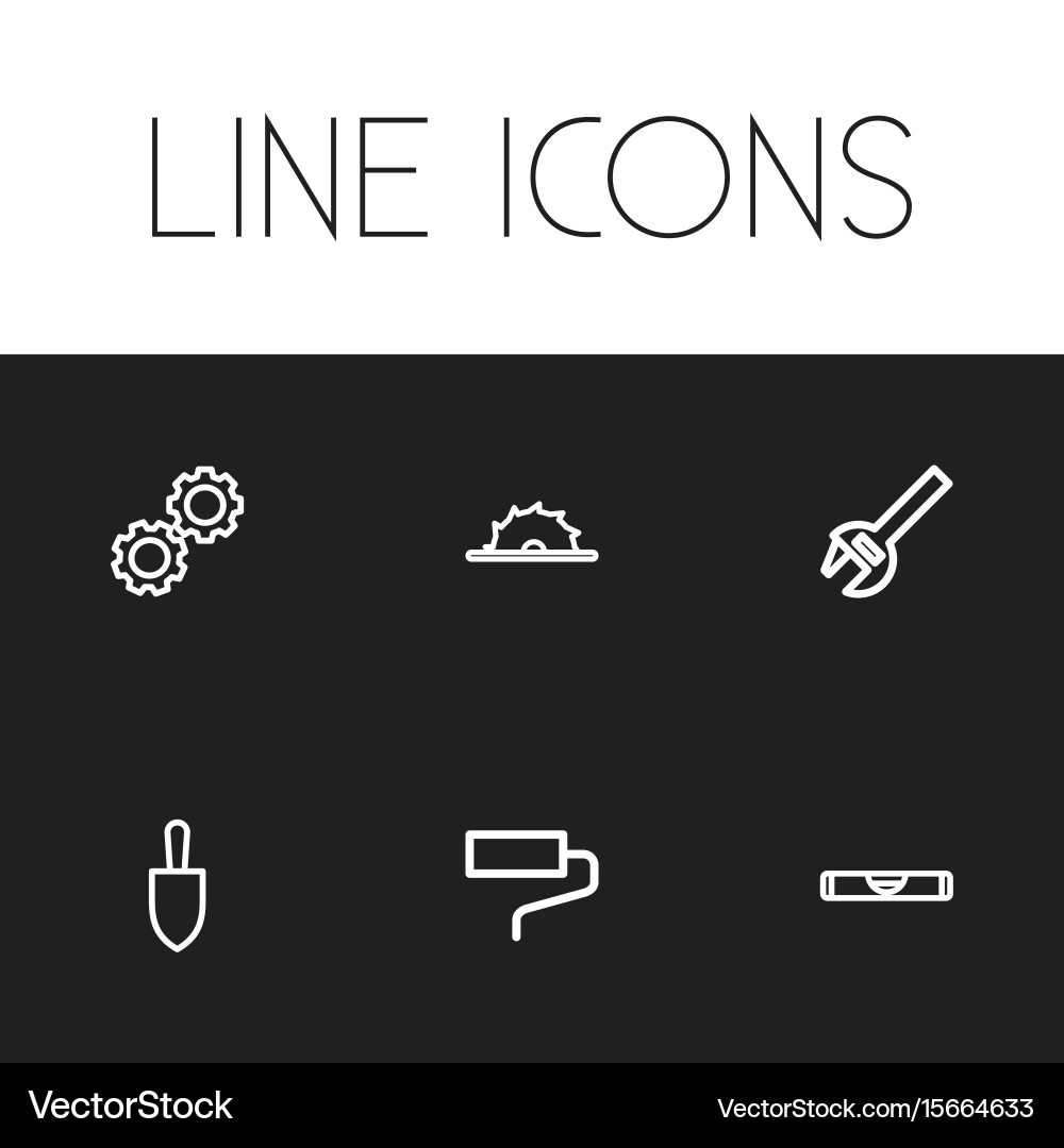 Set of 6 editable apparatus icons includes Vector Image