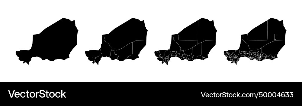 Set of isolated niger maps with regions Royalty Free Vector