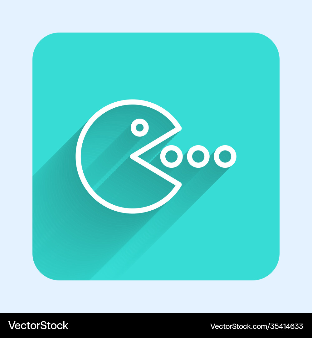 White line pacman with eat icon isolated long Vector Image