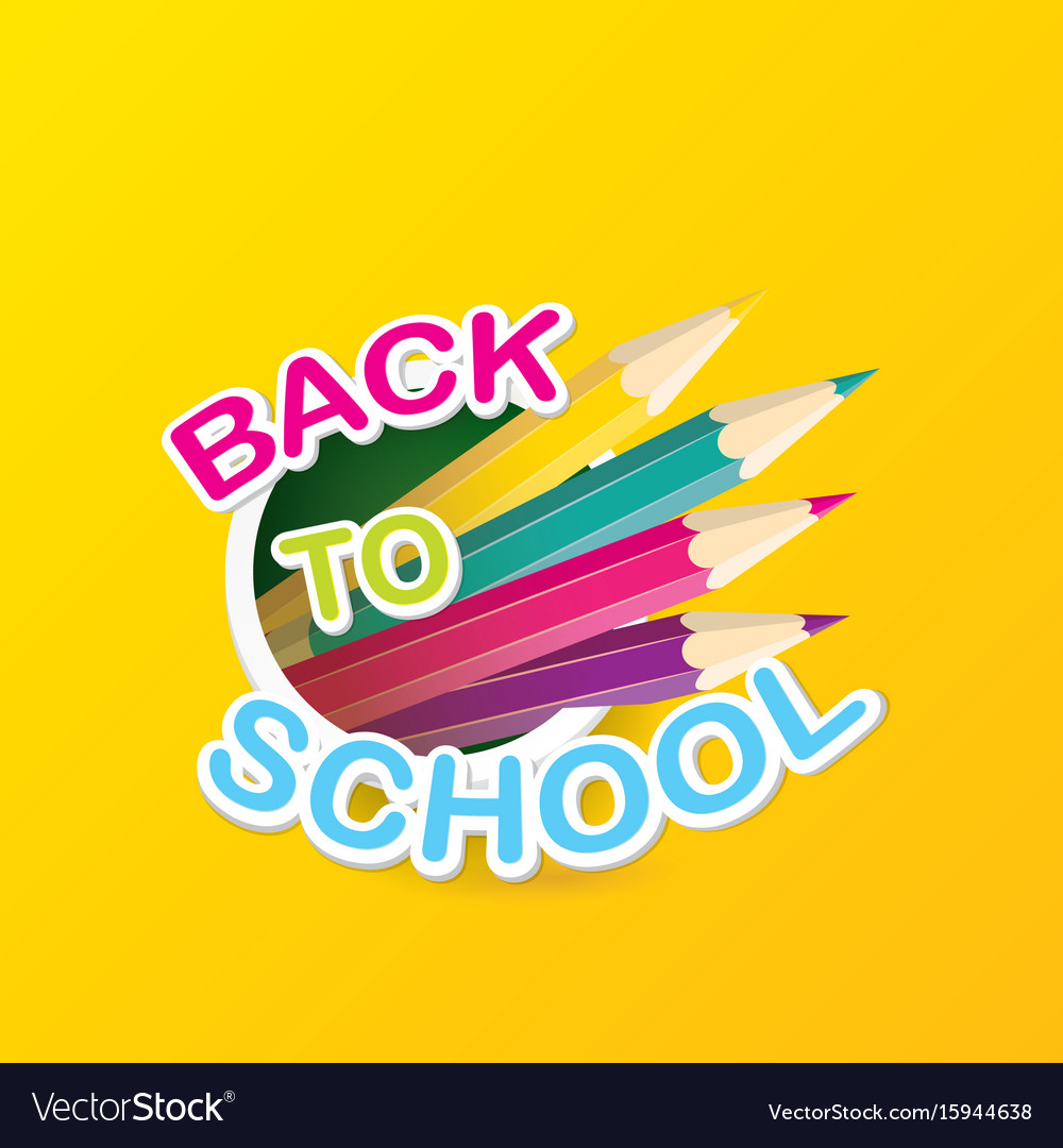 Back to school label with text and pencil Vector Image