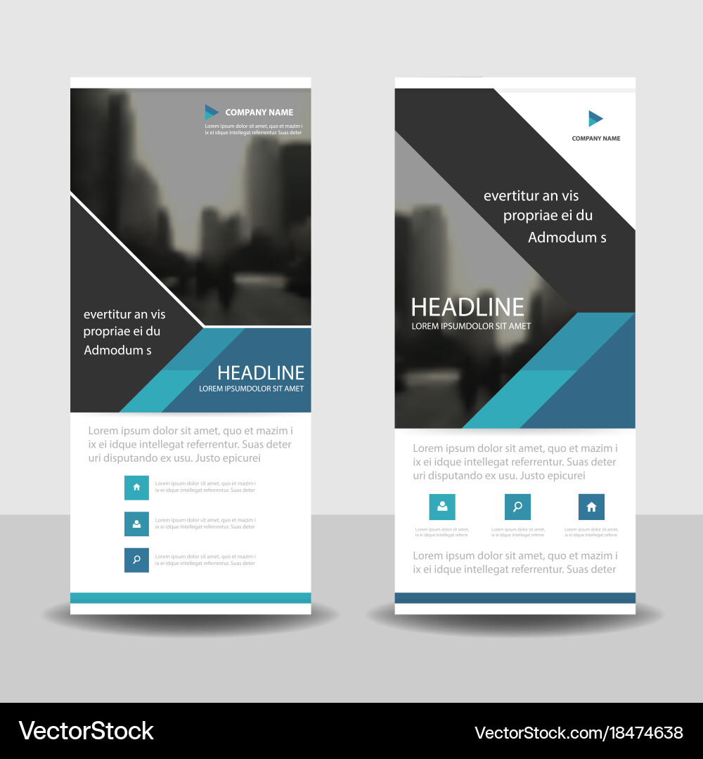 Blue triangle roll up business brochure flyer Vector Image